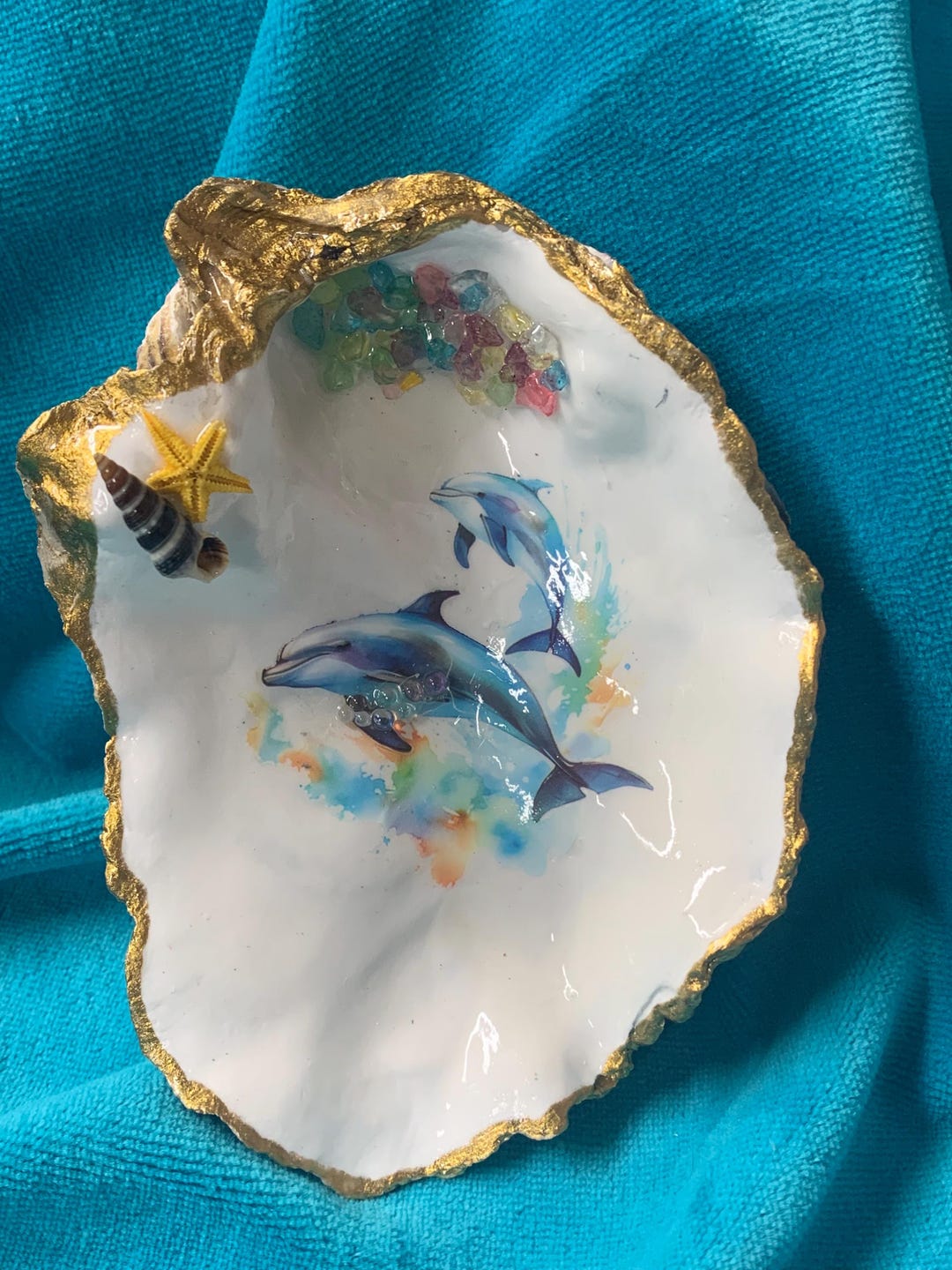 Decorative Oyster Shell Whale Art Trinket Bowl, Gift, Home Decor ...
