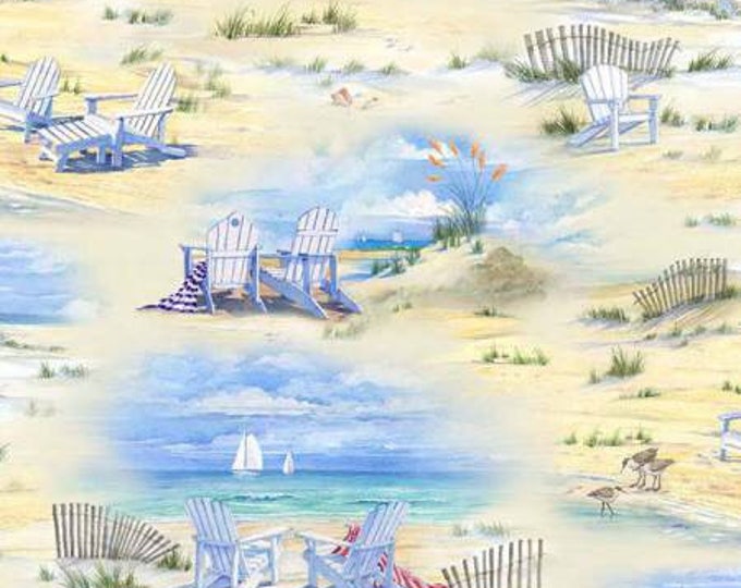 Elizabeth's Lighthouse Sand Beach Scene Fabric 29 Inches Last Piece - Etsy