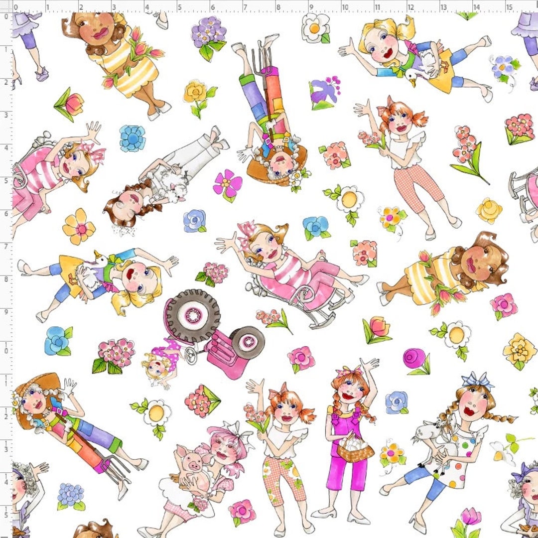 Loralie Designs Fun Farm Country Toss White Fabric - 1 Yard - Etsy