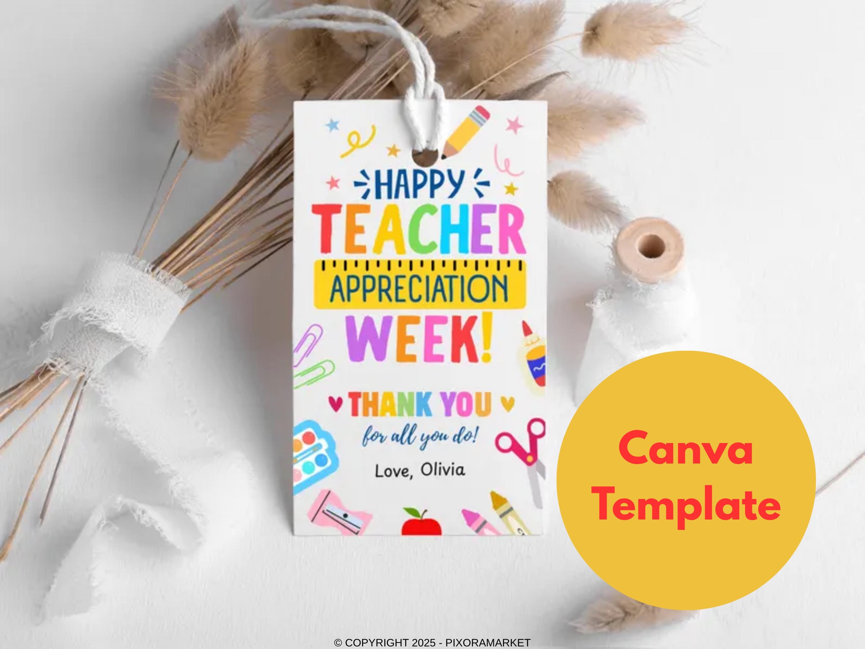 Editable Canva Template Teacher Appreciation Gift Tags Png Thank You ...