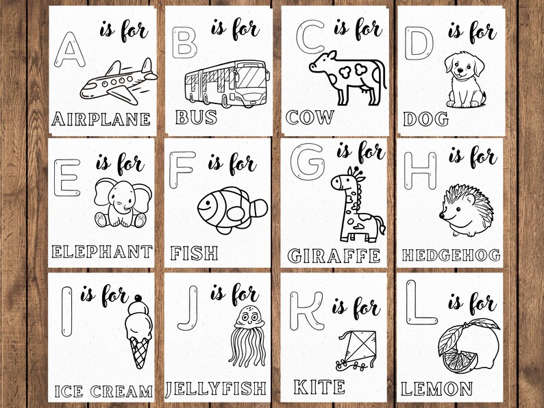 52 Pages ABC Baby Shower Coloring Book Baby's First ABC Book Bears ...