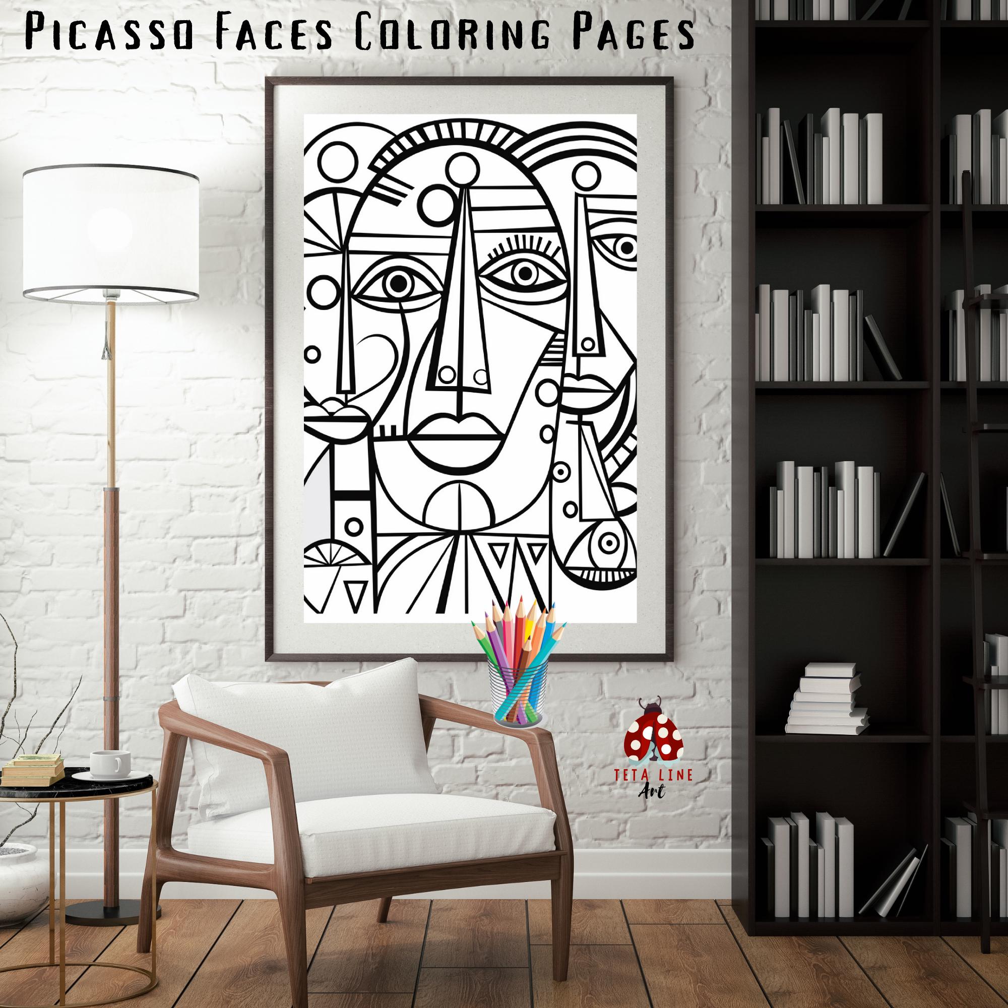 Picasso Style Faces Coloring Pages: Abstract Cubist Art (PDF & PNG) - Etsy