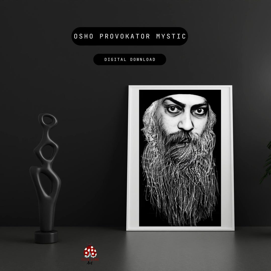 Osho Portrait Printable | Digital Pencil Drawing | Spiritual Meditation ...