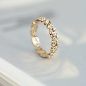Tree Leaf Branch Twist Ring Full Eternity Engagement Band,round ...
