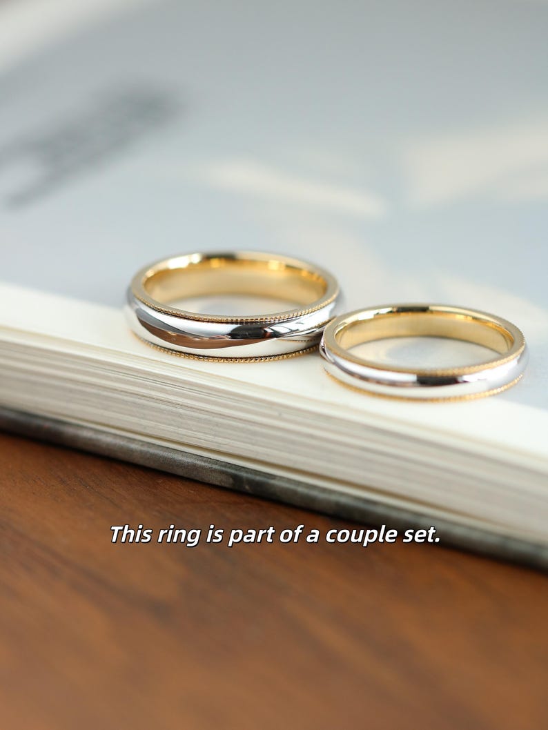 Womens Spinner Beaded Edge Ring, 14K Two Tone Gold Stacked Band ...