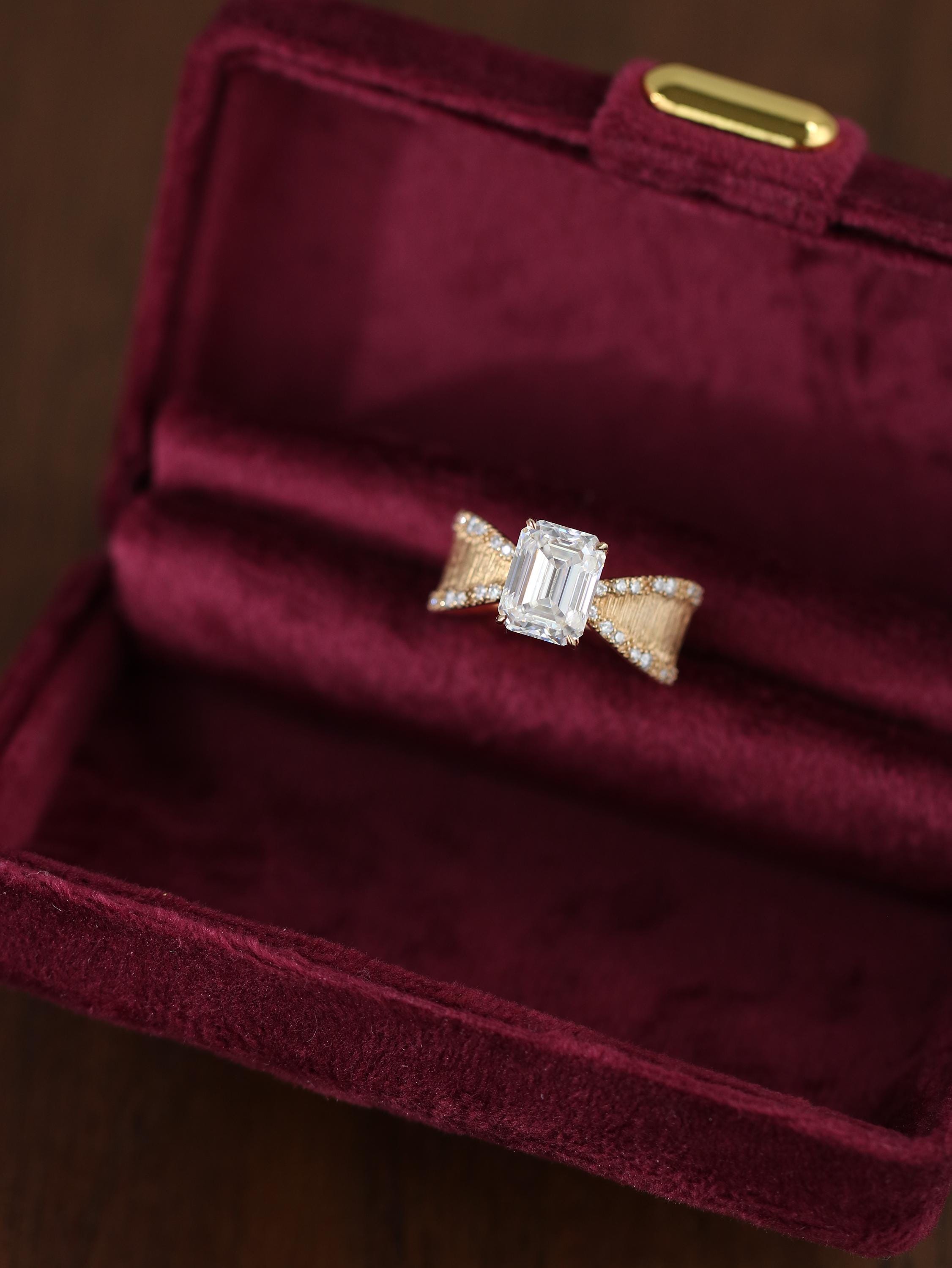 Vintage 3CT Rectangle Brushed Wide Band Solitaire Engagement Ring ...