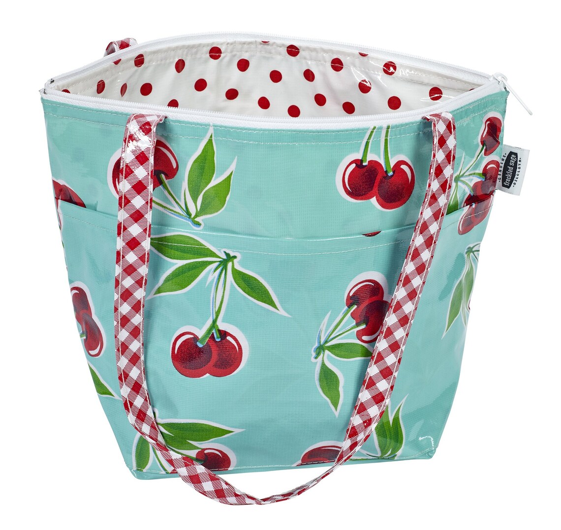 Freckled Sage Insulated Lunch Bag With Shoulder Strap in Cherries on ...