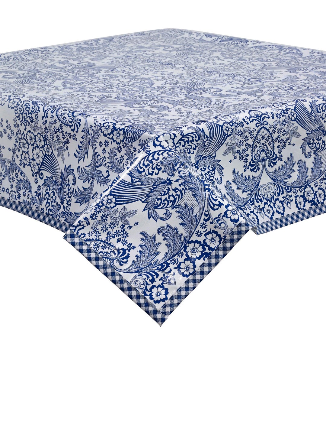 Freckled Sage Rectangular Oilcloth Tablecloth Toile Blue - Etsy