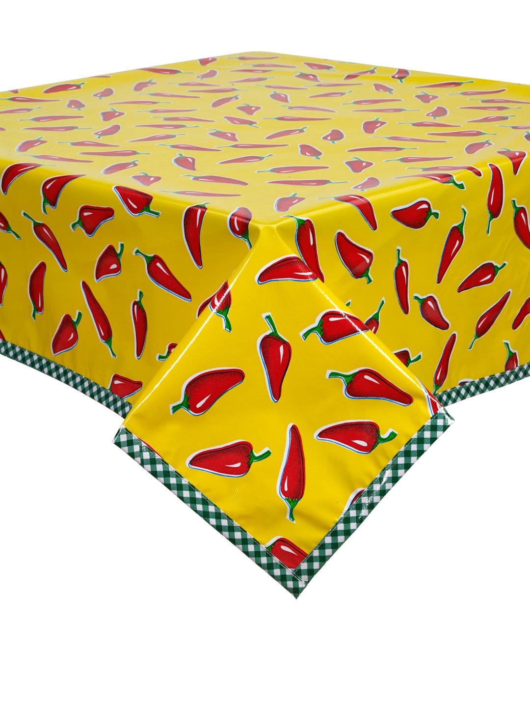 Red Chilies on Solid Yellow Oilcloth Tablecloth - Etsy