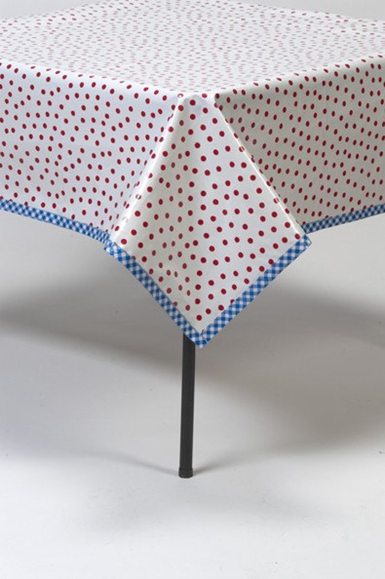 Freckled Sage Rectangle Dot Red Oilcloth Tablecloth - Etsy