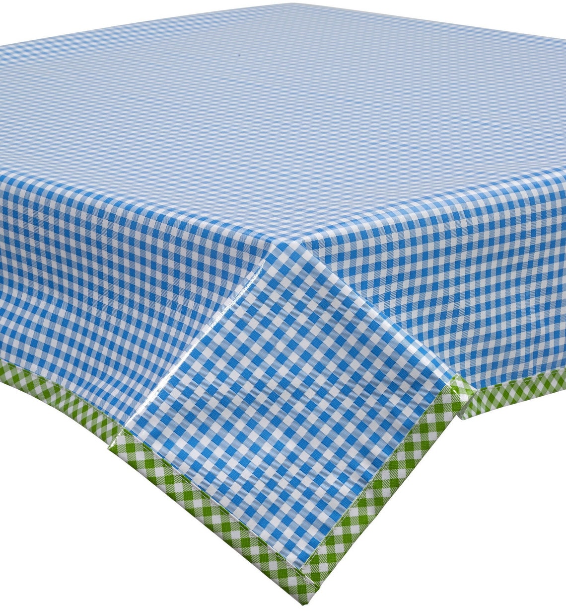 Rectangular Light Blue Gingham Oilcloth Tablecloth - Etsy