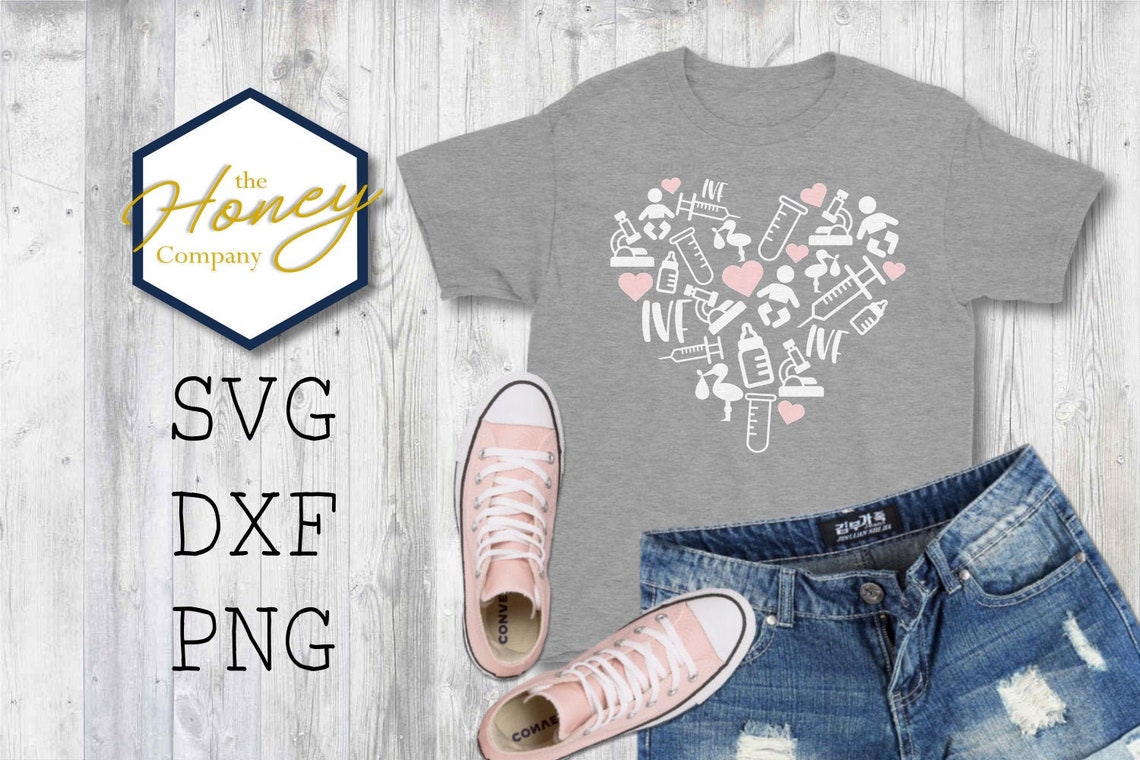 IVF SVG DXF in Vitro Infertility Awareness Heart Baby Science | Etsy