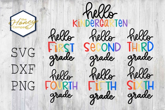 Hello School Grade Bundle SVG PNG DXF Hand Lettered Instant | Etsy