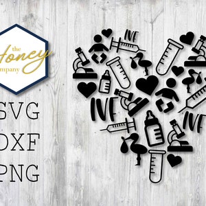 IVF SVG DXF in Vitro Infertility Awareness Heart Baby Science | Etsy
