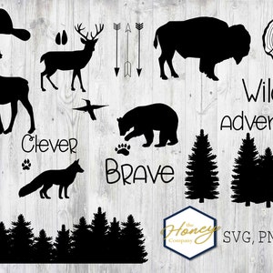 Woodland Animal Bundle SVG PNG DXF Moose Buffalo Deer Bunny - Etsy