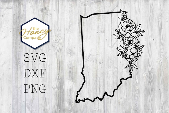 Indiana SVG PNG DXF Floral State Instant Download Silhouette | Etsy
