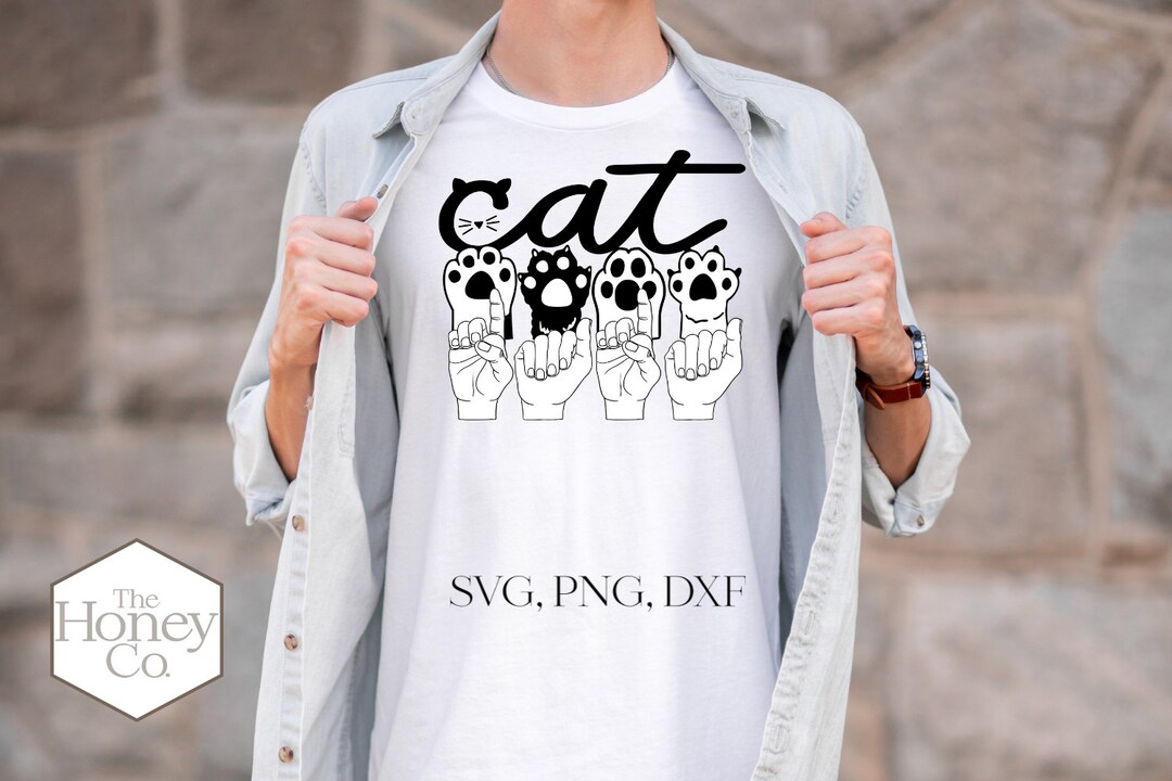 American Sign Language Cat Dada PNG DXF Instant Download Silhouette Cricut Cut Files Cutting ...