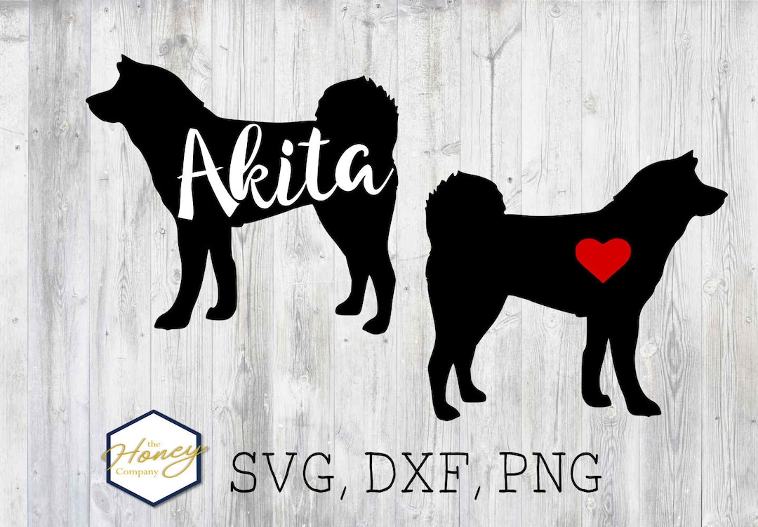 Akita SVG PNG DXF Dog Breed Lover Outline Instant Download Silhouette ...