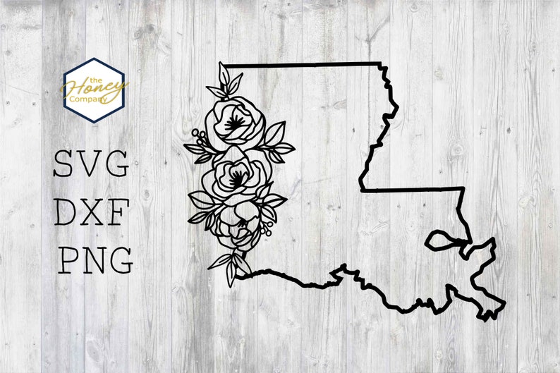 Louisiana Floral SVG PNG DXF State Outline Instant Download - Etsy