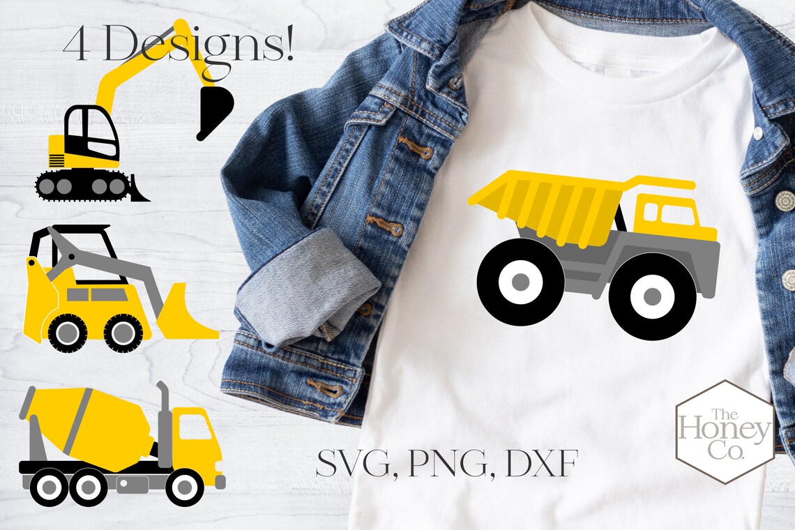 Truck SVG PNG DXF Clipart Construction Dump Truck Crane Digger - Etsy