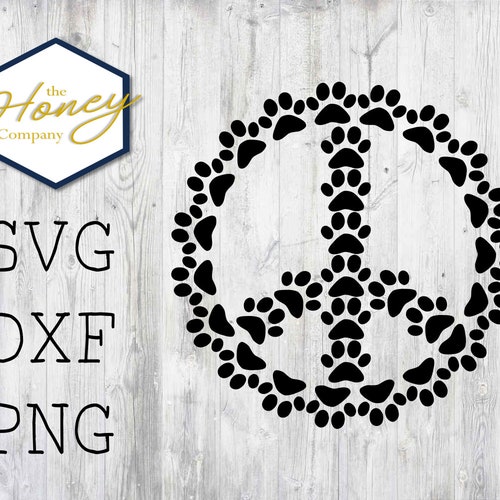 Paw Print Peace Sign SVG PNG DXF Instant Download Silhouette - Etsy