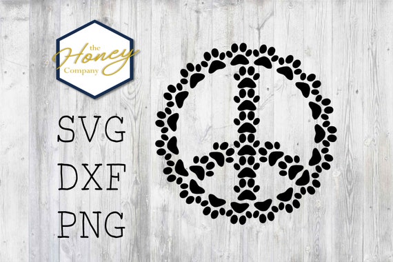 Paw Print Peace Sign SVG PNG DXF Instant Download Silhouette - Etsy ...