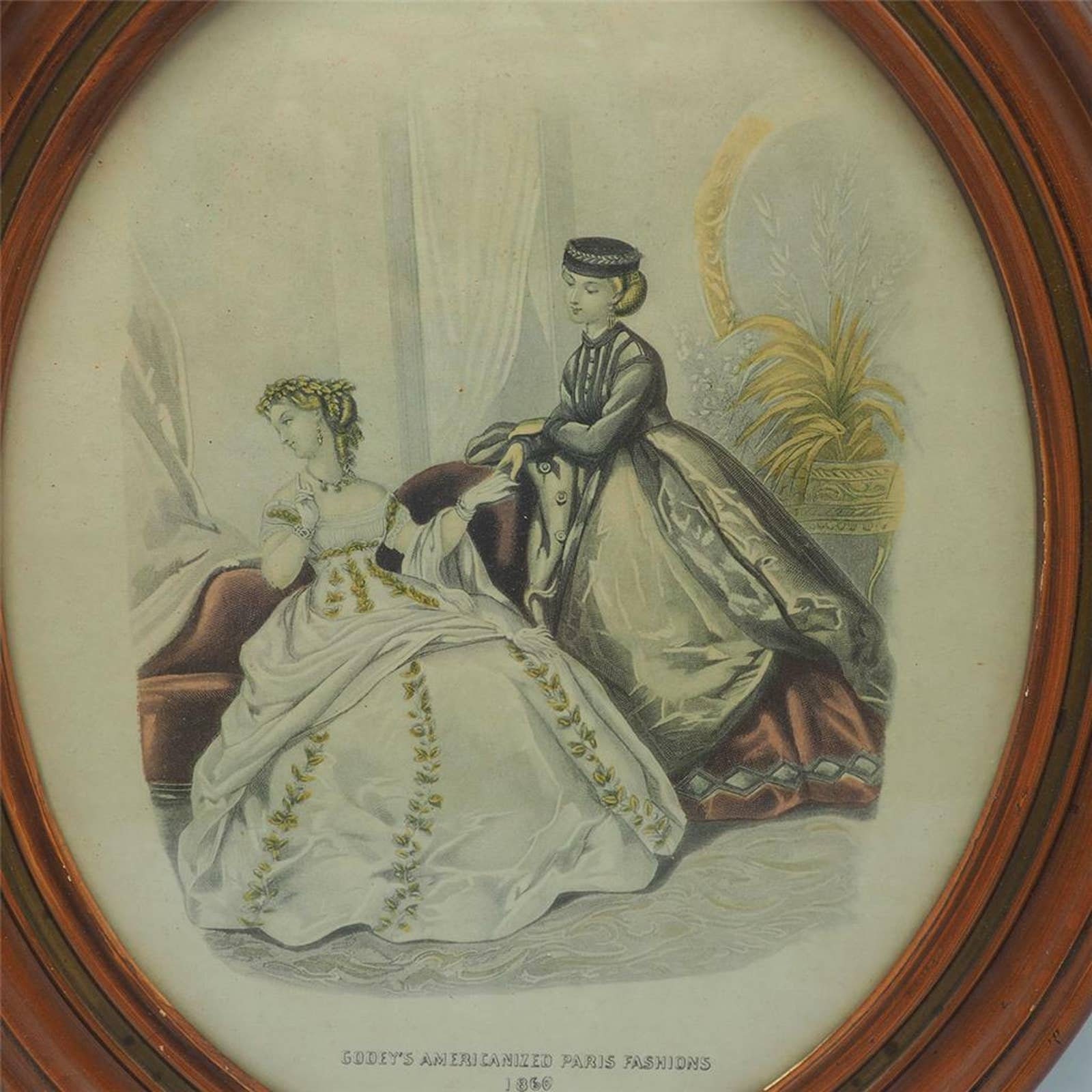 Antique Godey's Paris Fashion Print Oval Wood Frame - Etsy