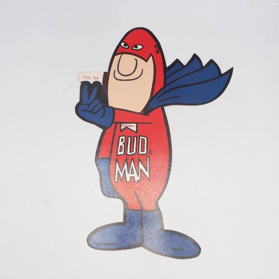BUD MAN Budweiser Beer Peace Sign Sticker Decal Cape 1970's - Etsy