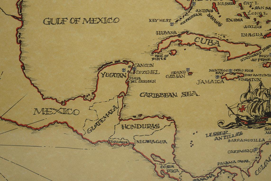 Map of Royal Caribbean Cruise Line Routes in West Indies Framed - Etsy