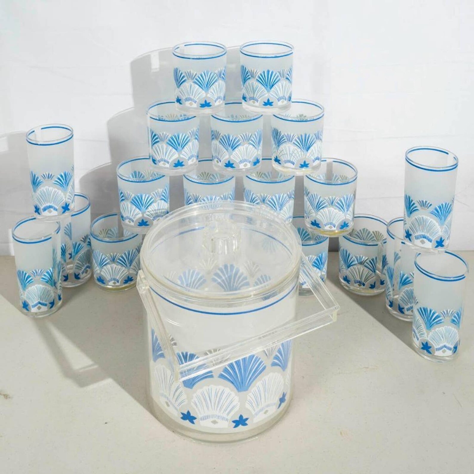 Stotter Plastic Bar Set Tumblers Cups Glasses 21 Piece Ice Bucket Pool ...