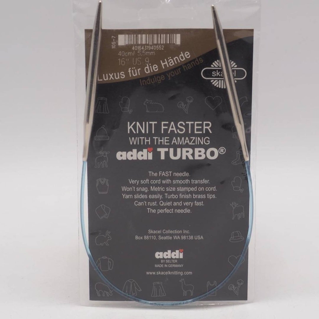 Addi Knitting Needle Turbo Circular Skacel Exclusive Blue Cord 16 Inch ...