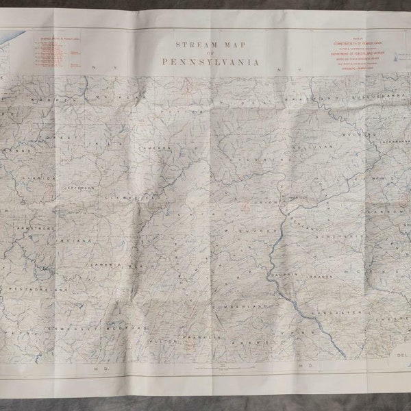 Stream Map Pennsylvania - Etsy