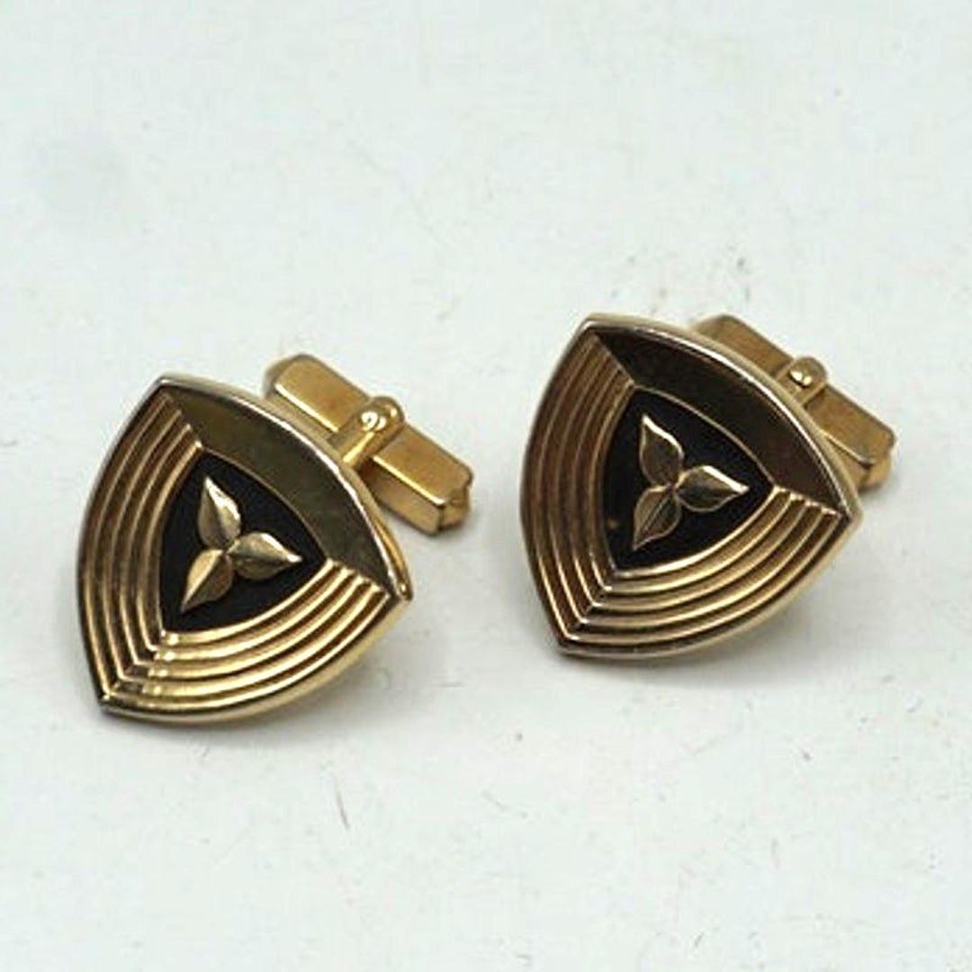 Cufflink Set Pair Swank Men's Gold Tone Design - Etsy