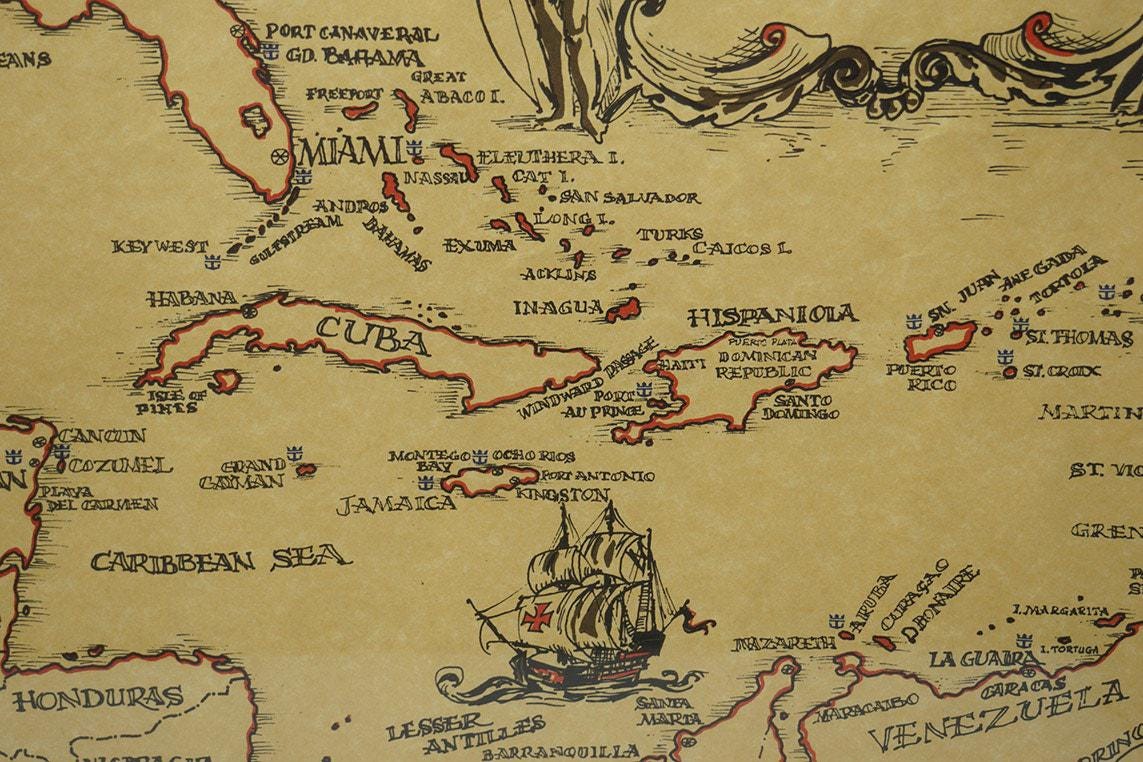 Map of Royal Caribbean Cruise Line Routes in West Indies Framed - Etsy