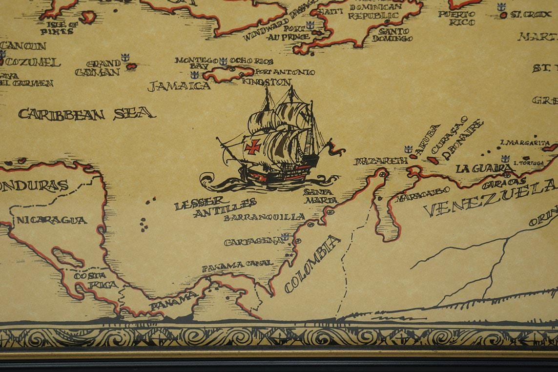 Map of Royal Caribbean Cruise Line Routes in West Indies Framed - Etsy