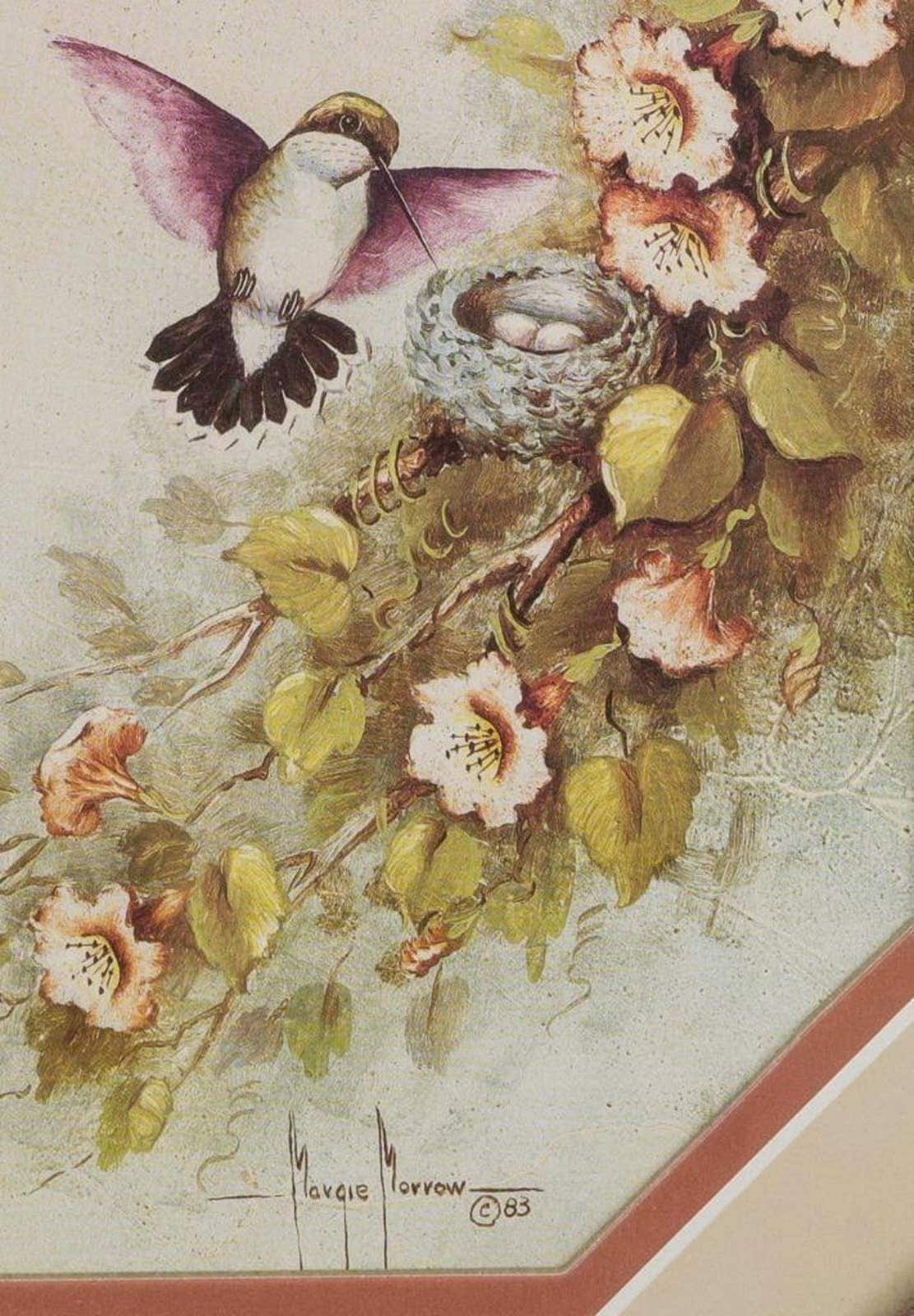 Vintage Home Interior Margie Morrow Humming Bird Print in Oak Wood ...