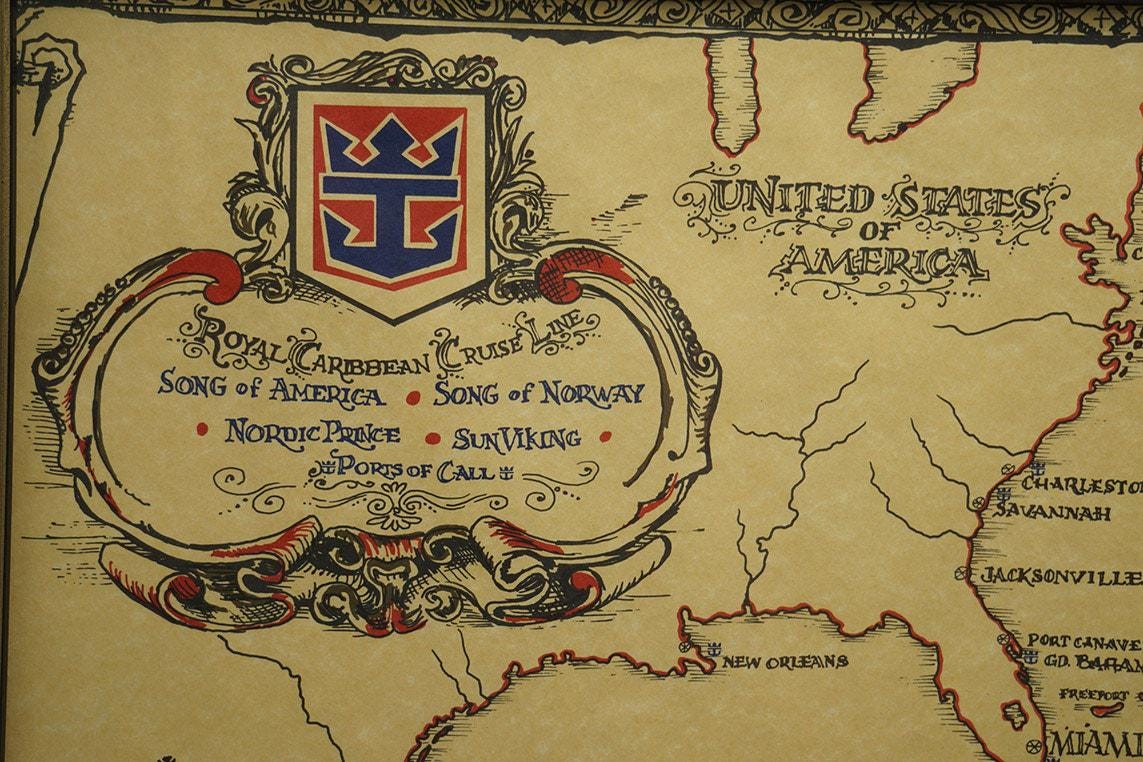 Map of Royal Caribbean Cruise Line Routes in West Indies Framed - Etsy