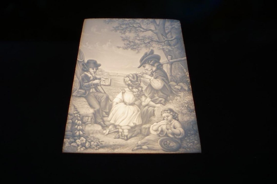 Antique Victorian Porcelain Lithophane Illuminated Light Box Ornate ...