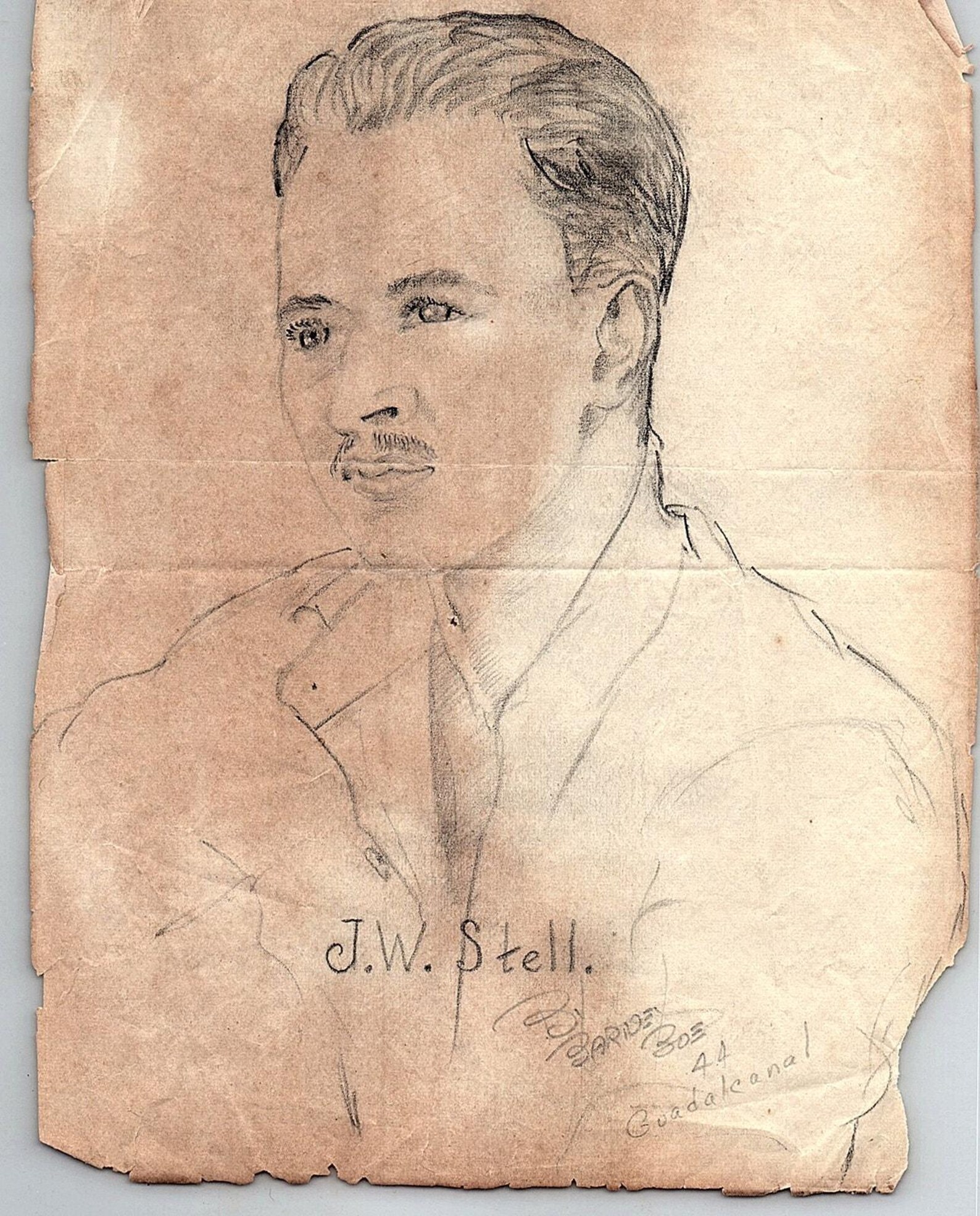 Pencil Sketch Drawing on Paper US Army Soldier 1944 Guadalcanal - Etsy