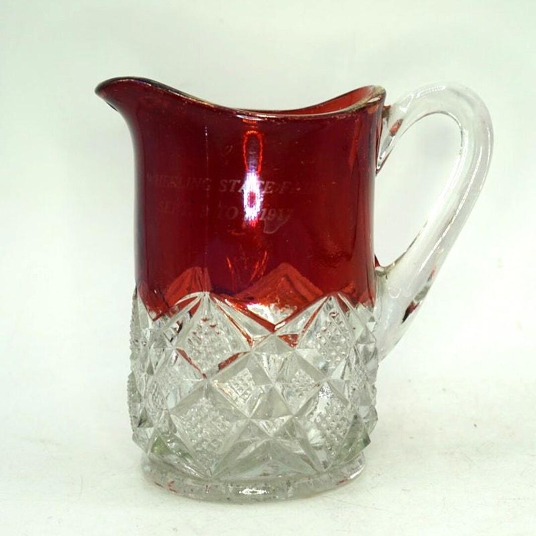 Ruby Red Flash Glass Souvenir Pitcher Creamer Wheeling WV Fair 1917 - Etsy