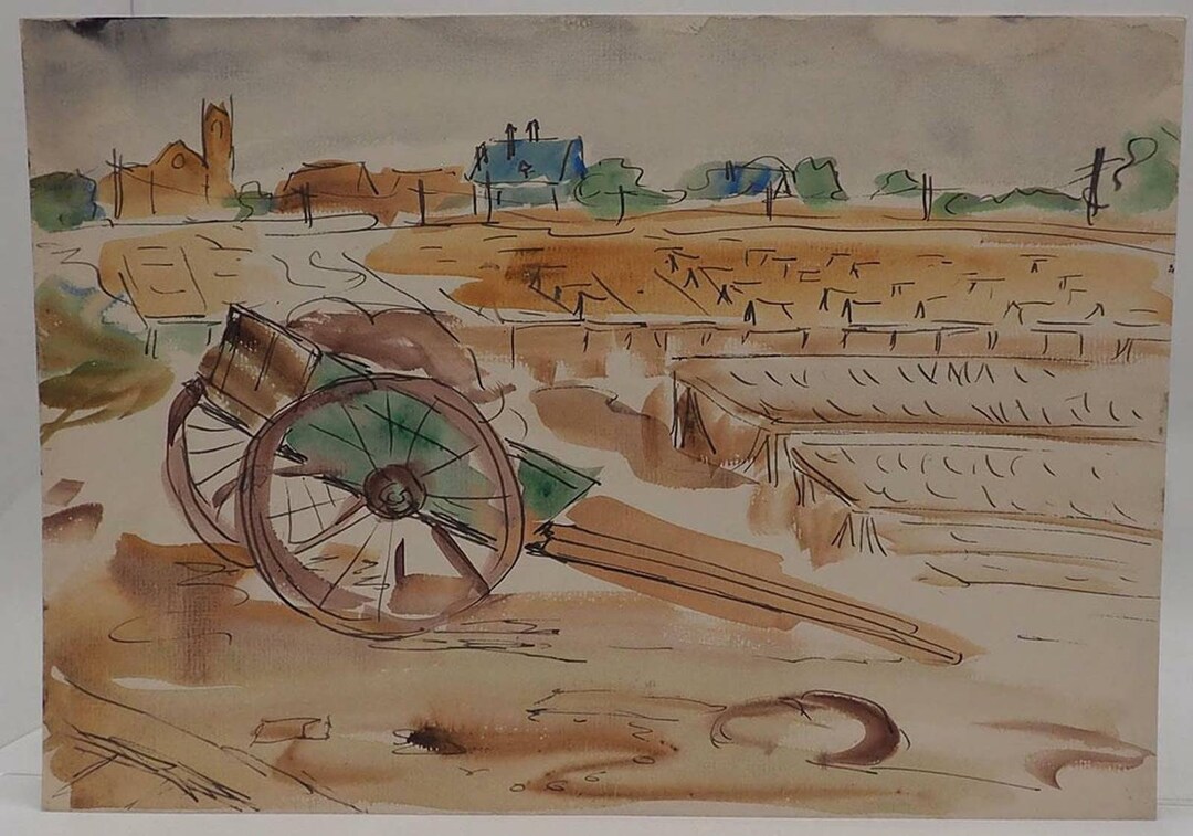 Vintage Watercolor Painting Ink Drawing on Paper Circa 1960 - Etsy