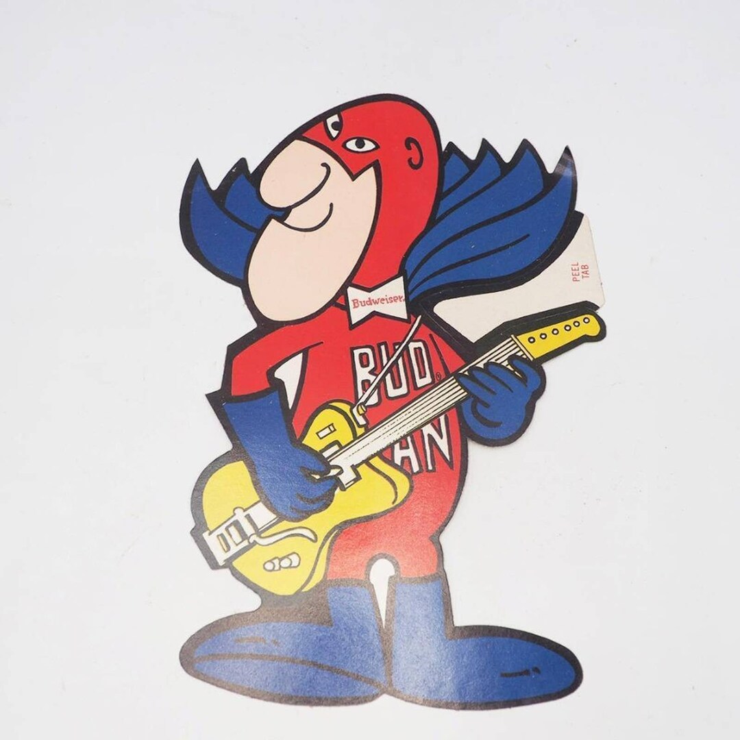 BUD MAN Budweiser Guitar Sticker Decal Cape 1970's - Etsy