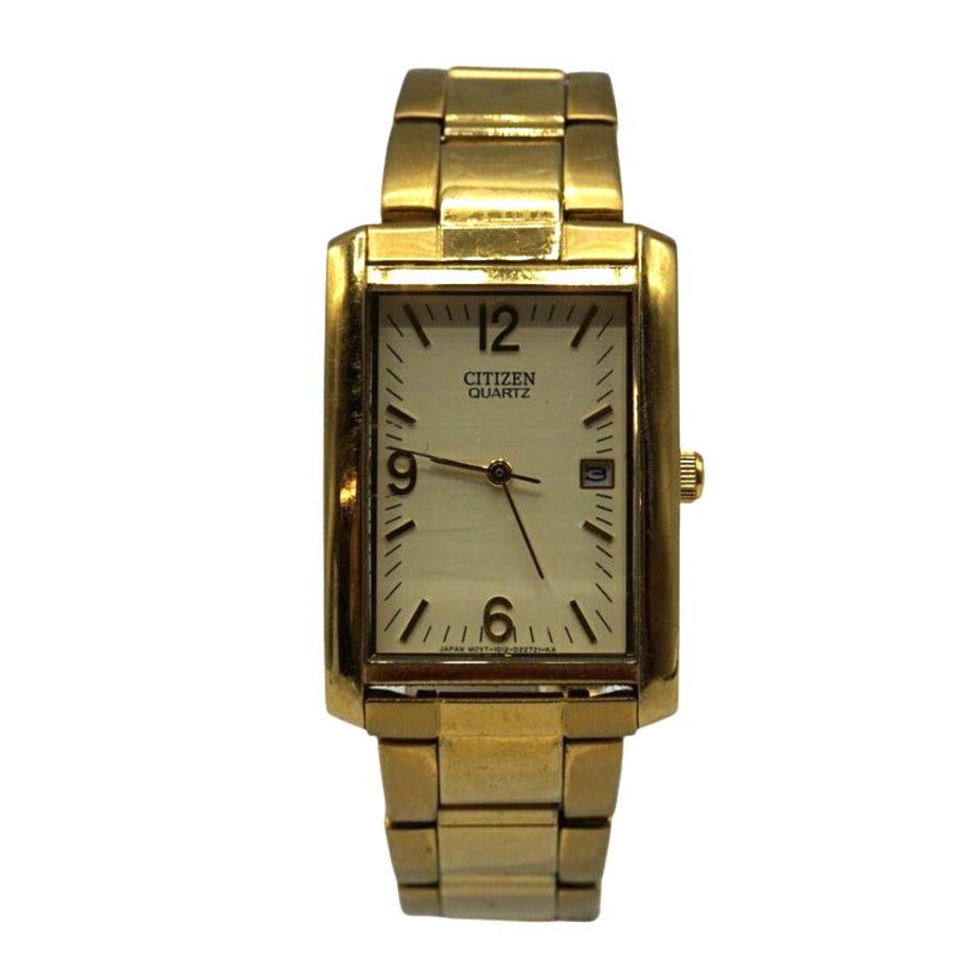 Citizen Mens Quartz Tank Watch Gold Tone Bracelet Dial Date - Etsy