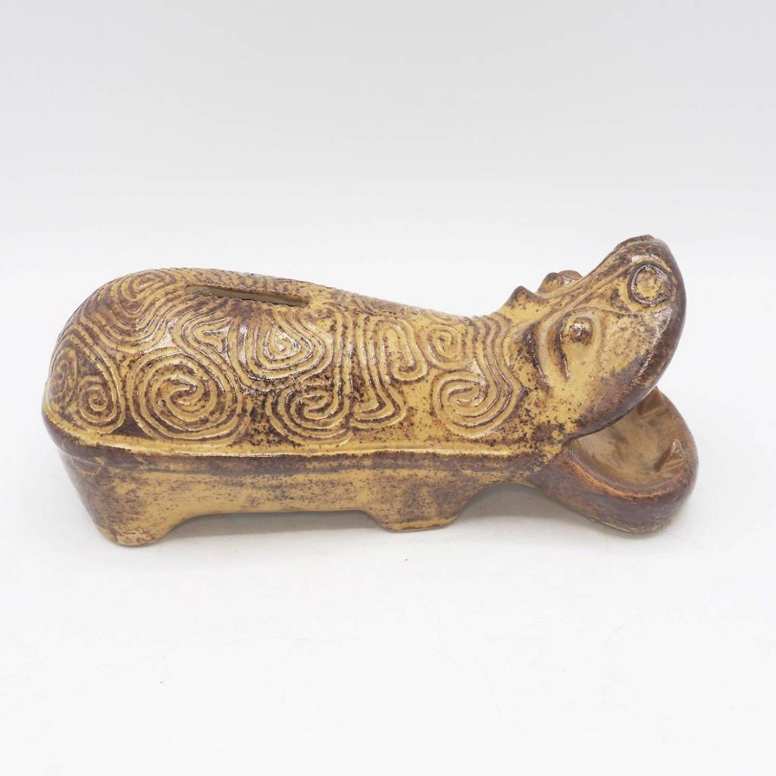 Hippopotamus Piggy Bank Stoneware Ceramic MCM - Etsy