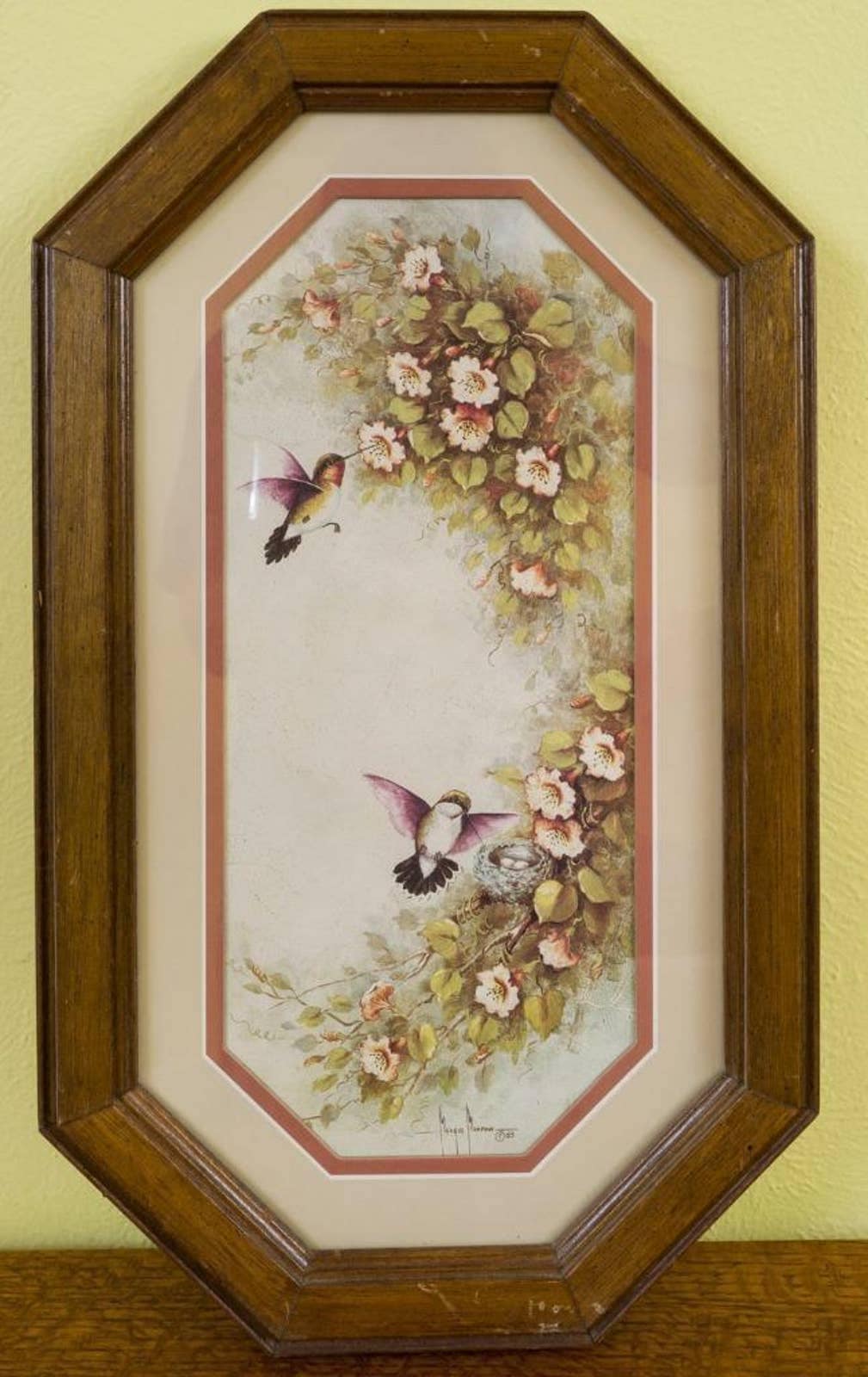 Vintage Home Interior Margie Morrow Humming Bird Print in Oak Wood ...