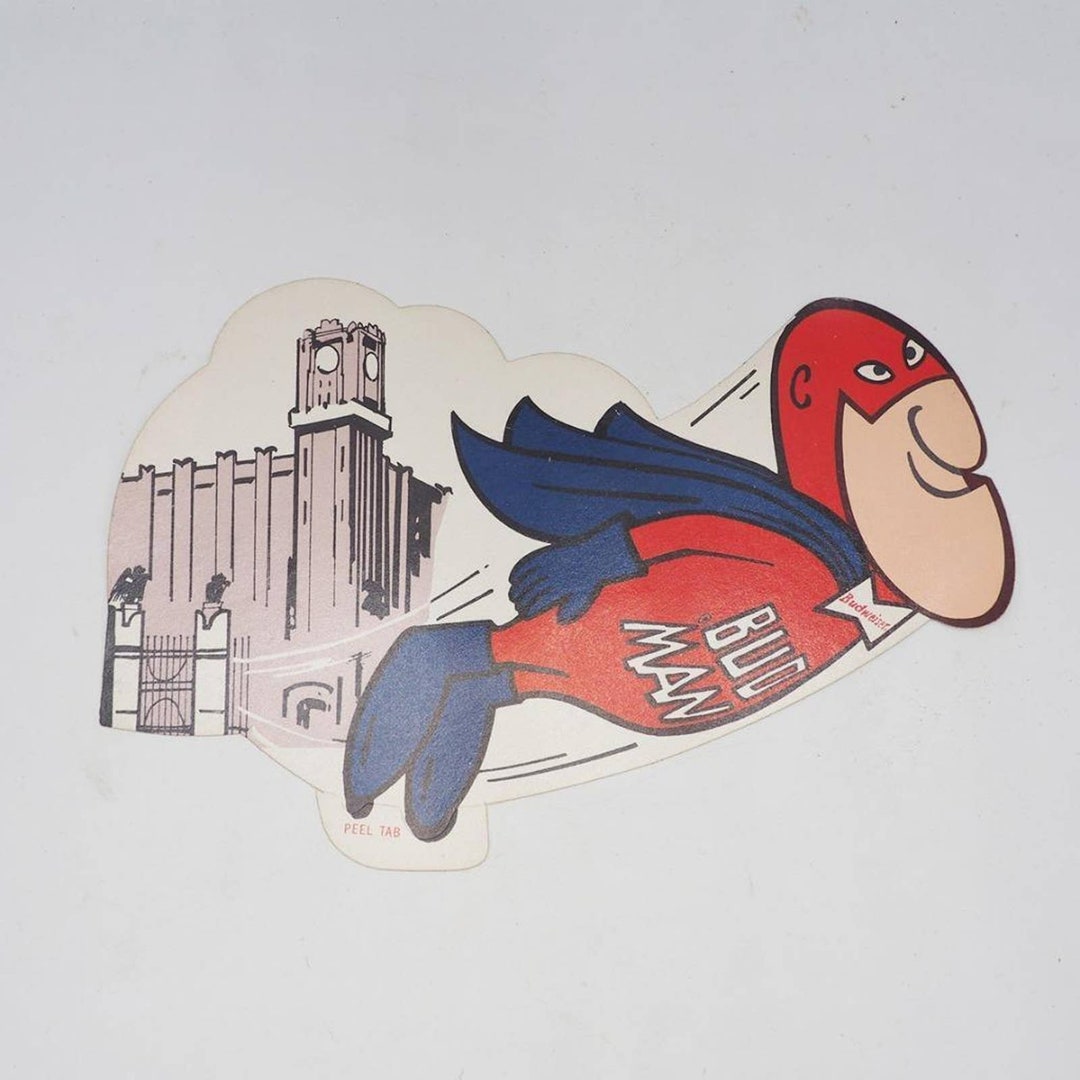 BUD MAN Budweiser Flying Sticker Decal Cape 1970's - Etsy