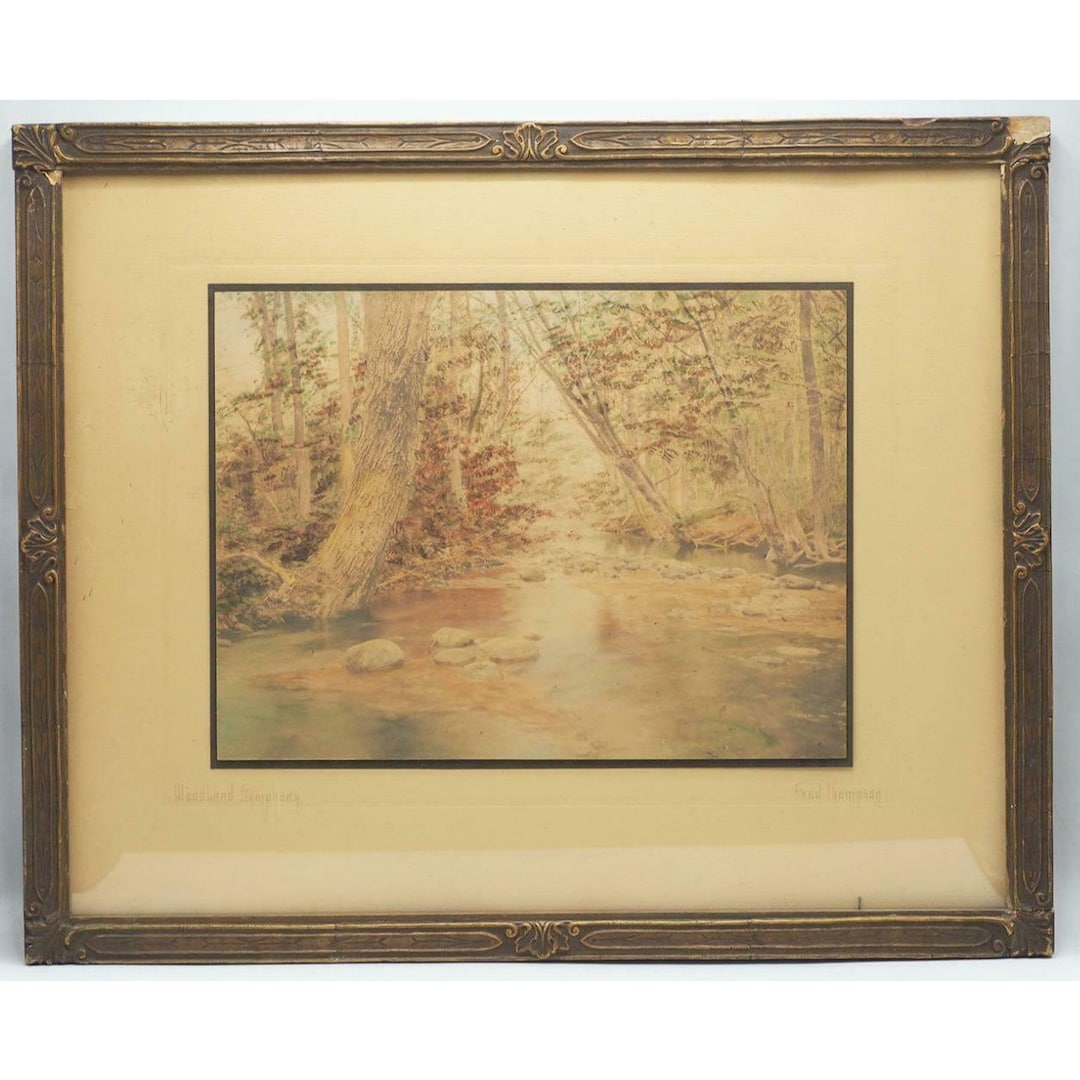 Antique Fred Thompson Woodland Symphony Hand Tinted Photograph Framed ...