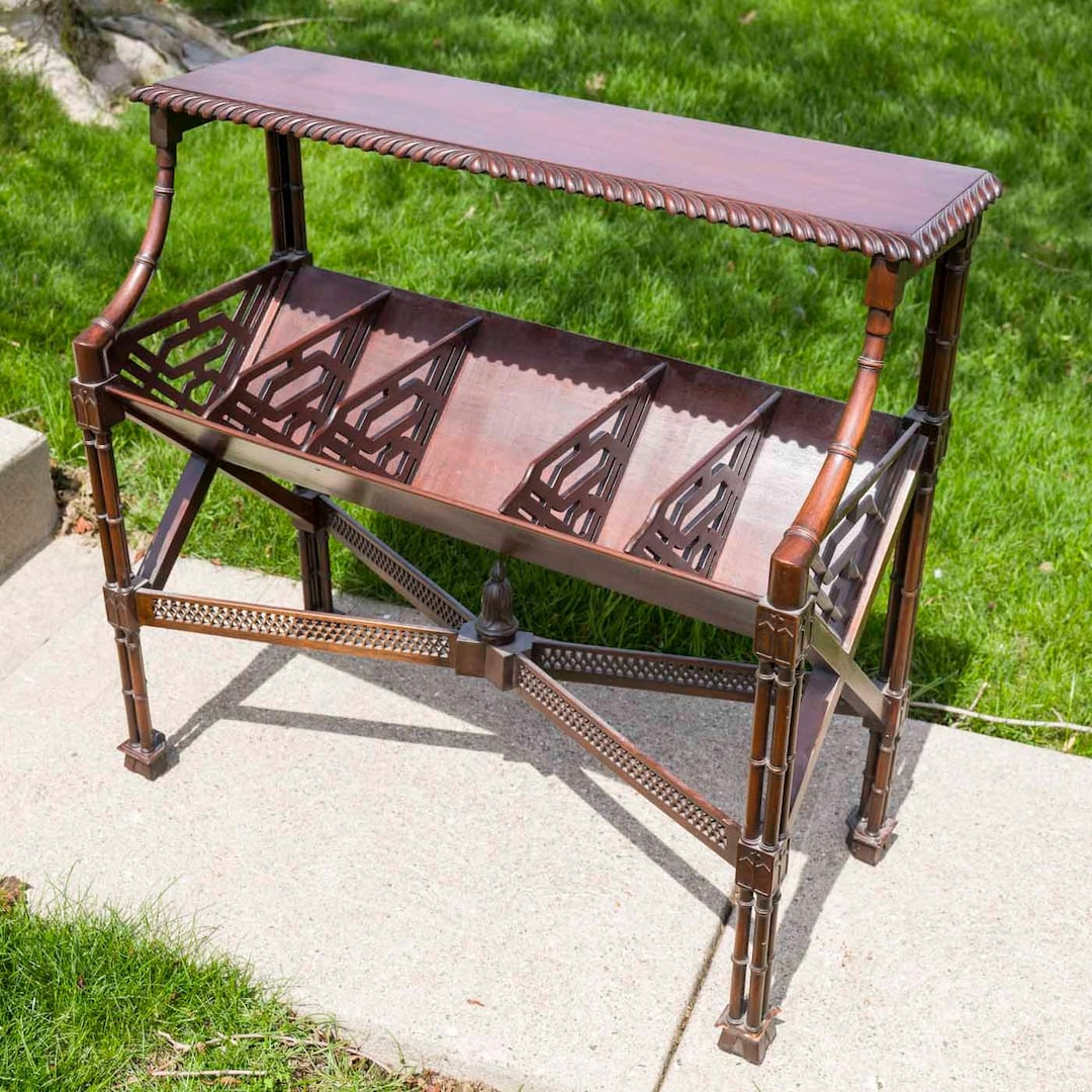 Library Book Trough Victorian Regency Revival Book Shelf Console Table ...