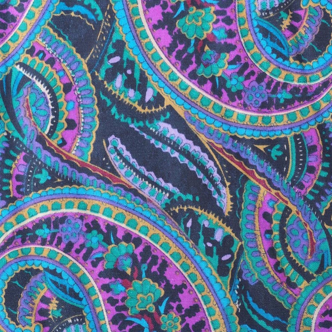 Fabric 1970's 1980's Paisley Pattern Cotton Polyester Fabric 44"x200 ...
