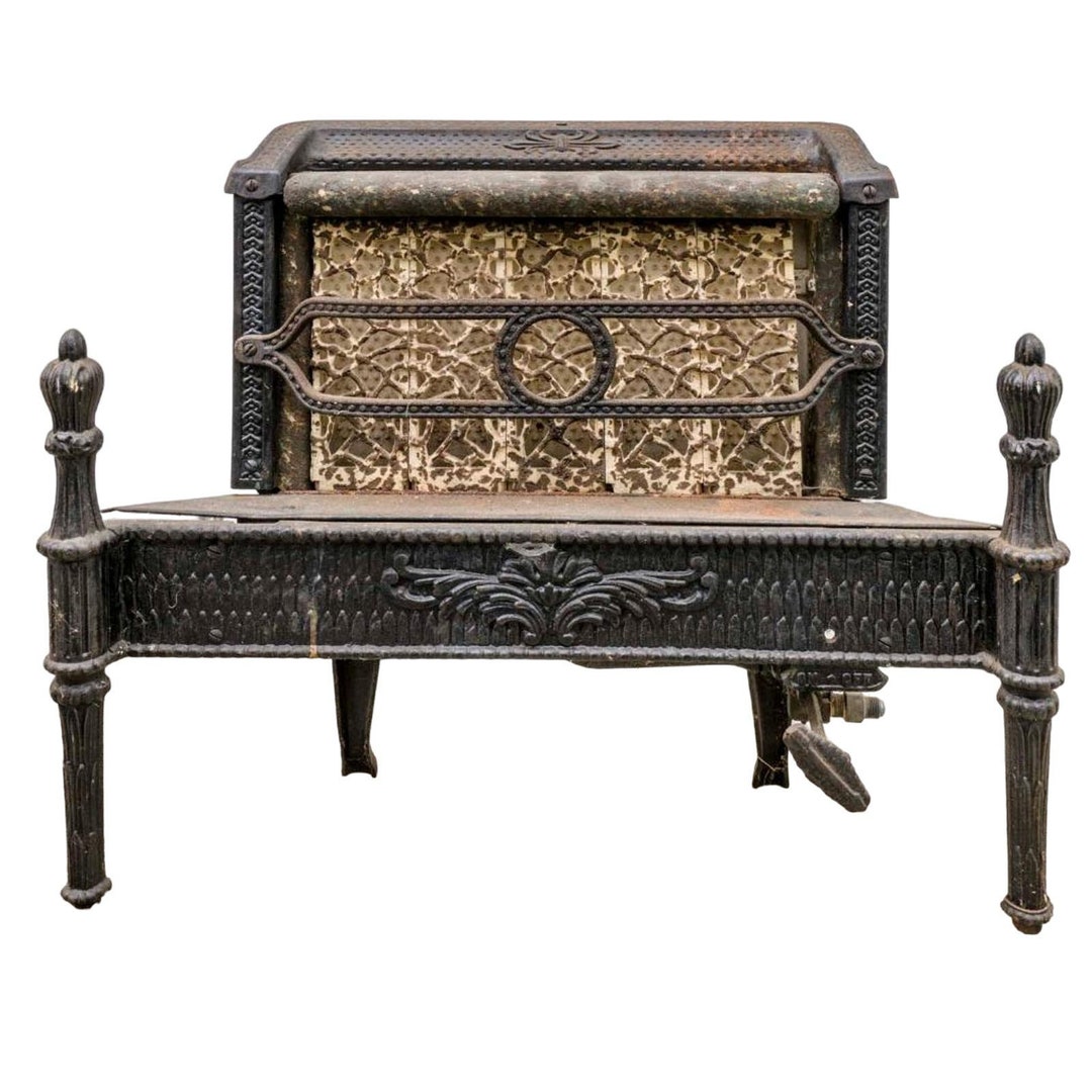 Antique Brilliant Fire Radiant Fireplace Gas Heater Cast Iron Clay ...